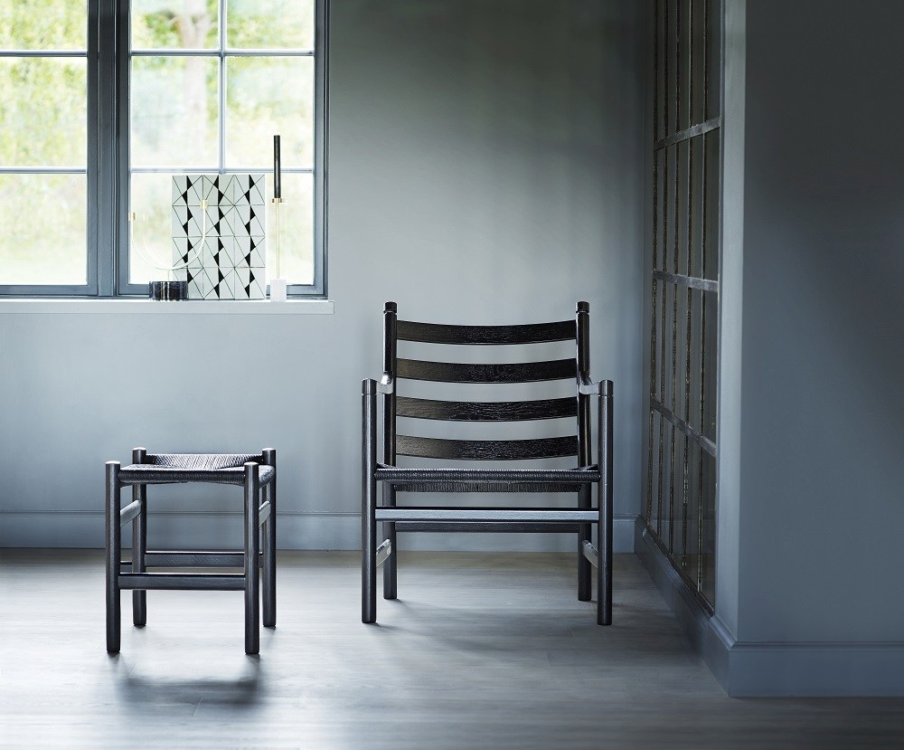 CH53 Footstool Hocker Carl Hansen & Søn H43 Eiche schwarz Geflecht ...